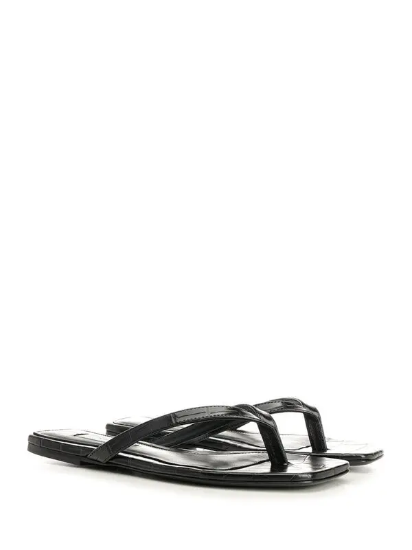 TOTEME Croco-embossed Flip Flops - Black