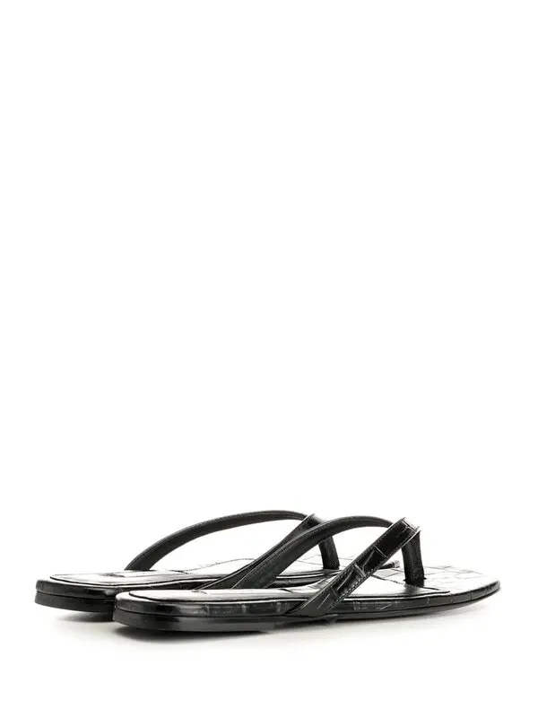 TOTEME Croco-embossed Flip Flops - Black