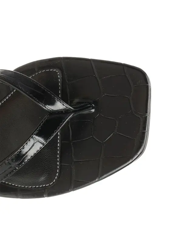 TOTEME Croco-embossed Flip Flops - Black
