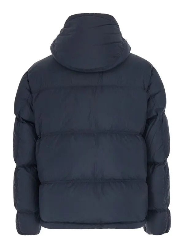 Stone Island Blue Down Jacket With Removable Hood And Logo Patch On The Sleeve In Tech Fabric For - Multicolor