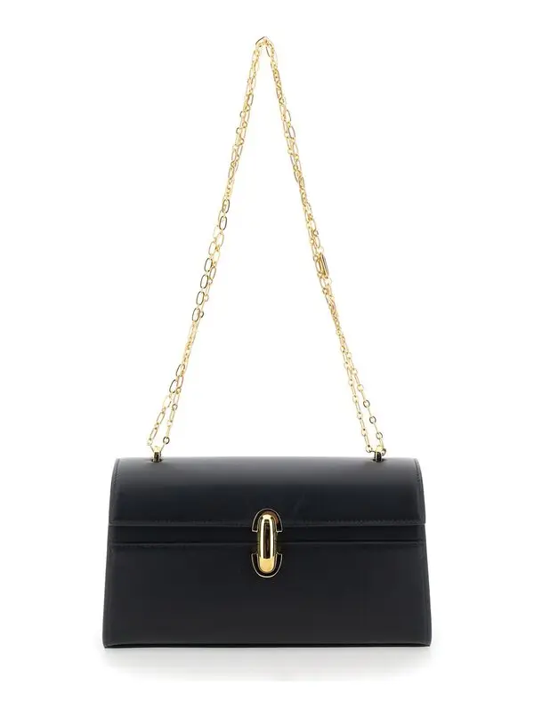 Savette Shoulder Bag 'chain Symmetry' With Smooth Black Leather Chain Detail For - Multicolor