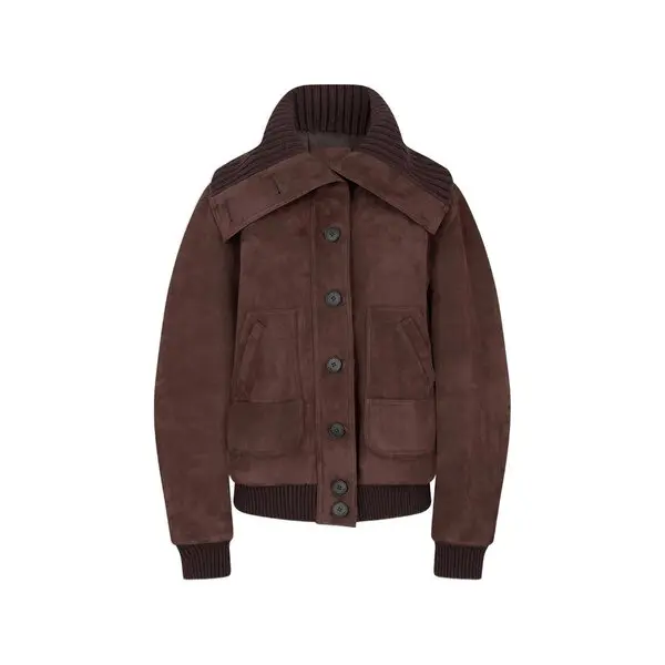 Attico Suede Bomber Jacket - Brown