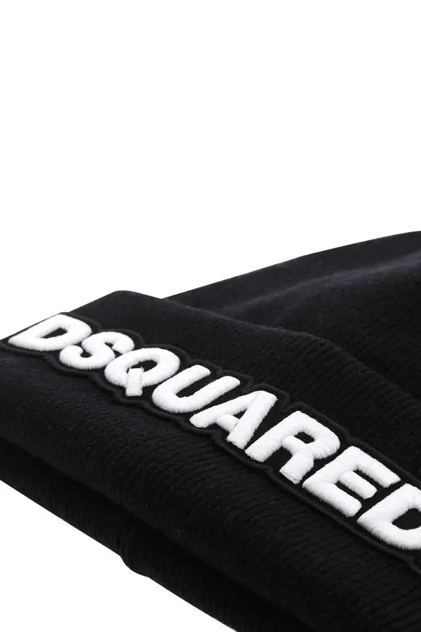 Dsquared2 Wool Beanie Hat - Black
