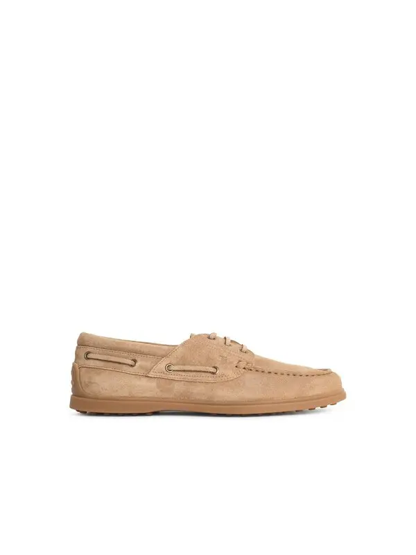 TOD'S Beige Suede Boat Scarpa