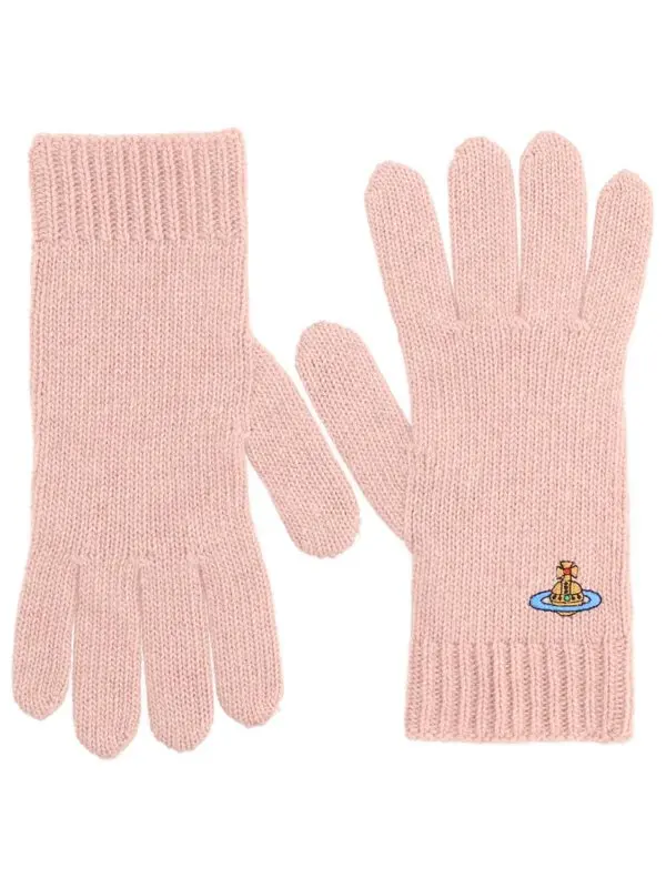VIVIENNE WESTWOOD Gloves With Orb Embroidery - Cream