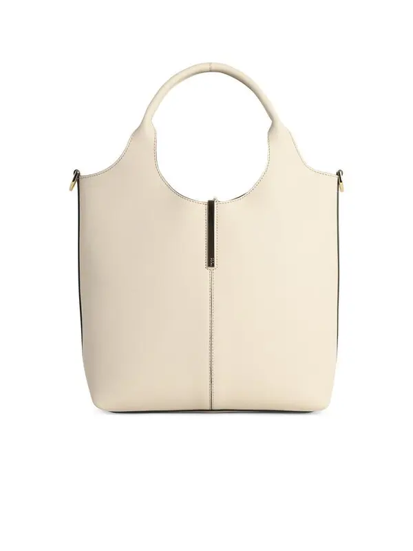 TOD'S Small Shopping Tote Leather Bag - Cream