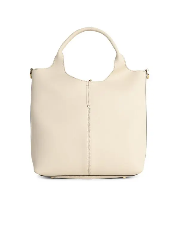 TOD'S Small Shopping Tote Leather Bag - Cream