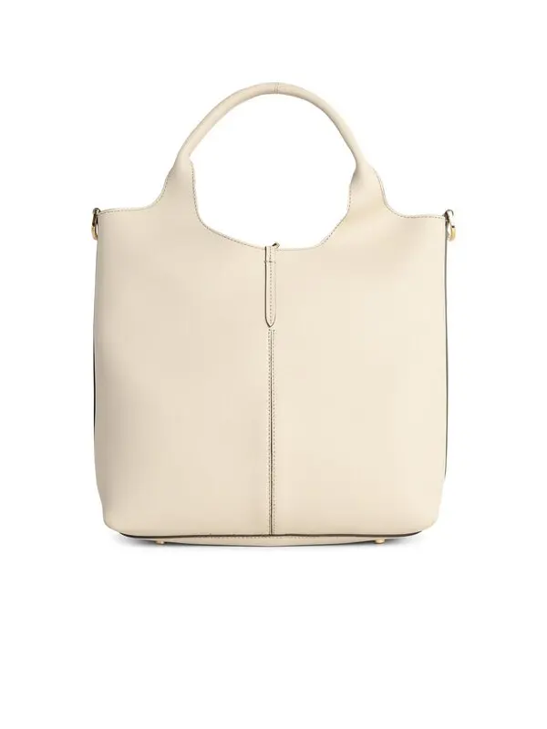 TOD'S Small Shopping Tote Leather Bag - Cream
