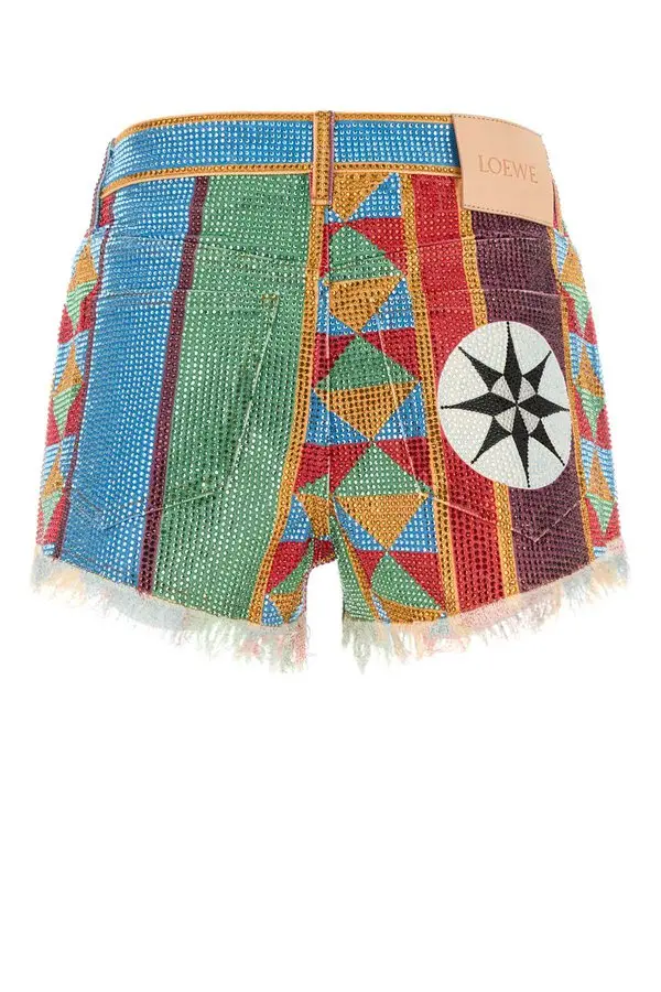 Loewe Embellished Denim Paula S Ibiza Shorts - Multicolor