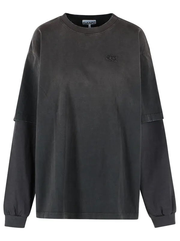 GANNI Cotton T-shirt - Gray