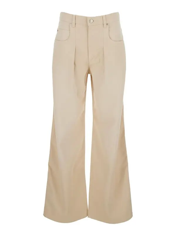 Isabel Marant Étoile Rodayna' Beige Jeans With Logo Patch On The Back And Wide Leg In Denim For - Multicolor