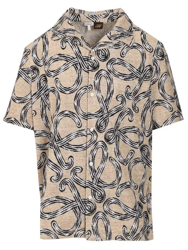 Loewe Short-sleeved Jacquard Cotton Terry Shirt - Cream