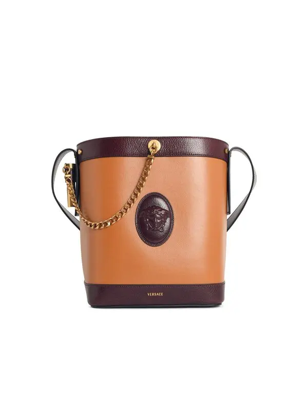 Versace Pivot' Small Leather Bucket Bag