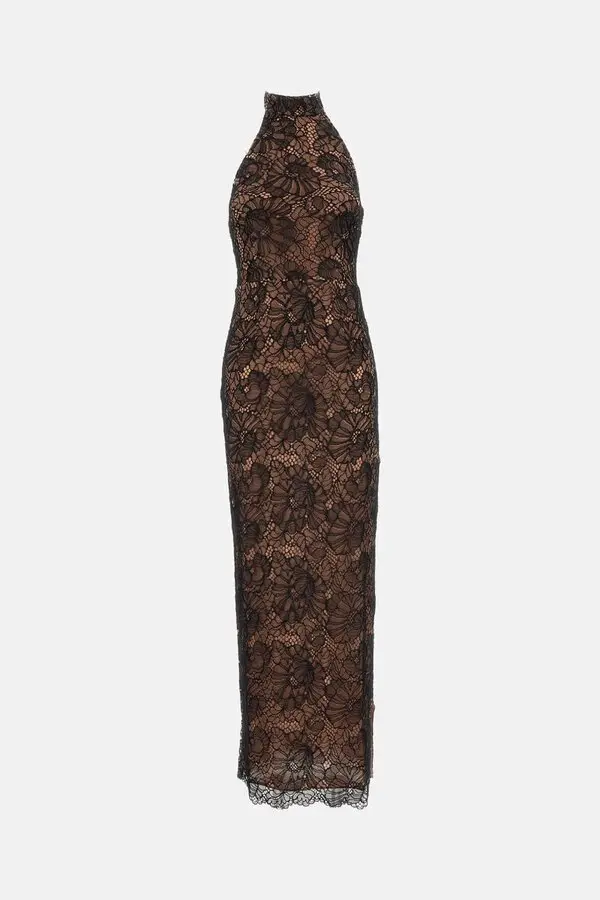 ROTATE BY BIRGER CHRISTENSEN Lace Halterneck Dress - Multicolor