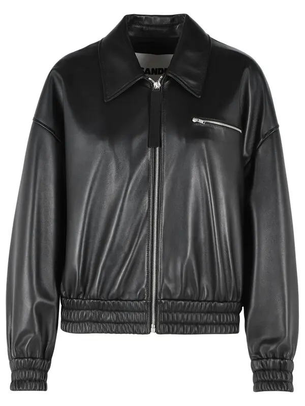 JIL SANDER Leather Bomber Jacket