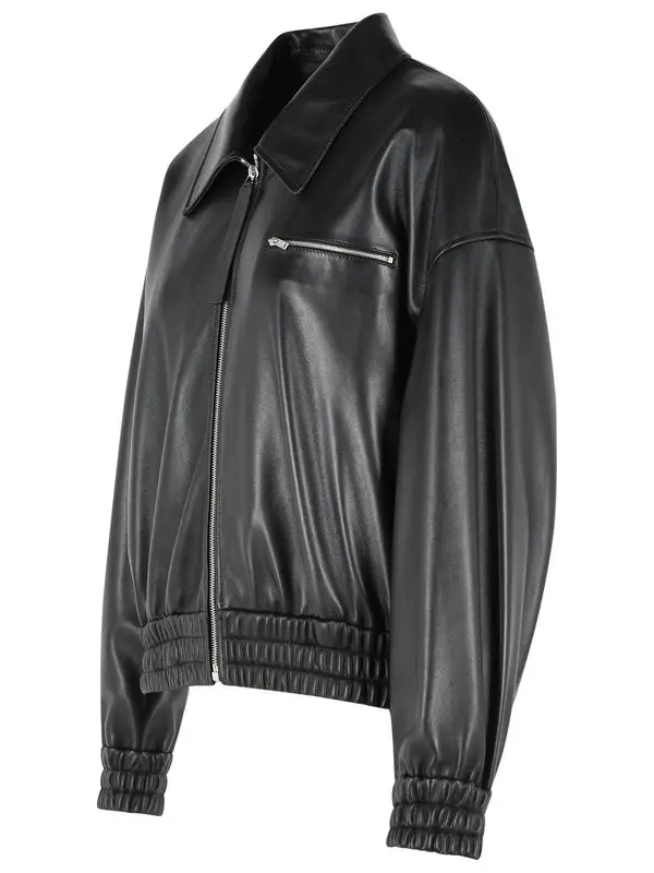 JIL SANDER Leather Bomber Jacket