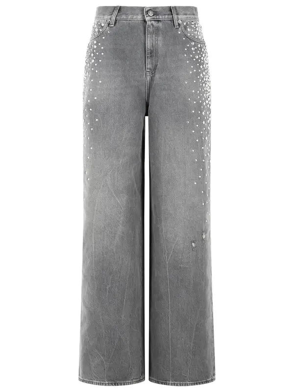 GOLDEN GOOSE Melody' Grey Cotton Jeans - Gray