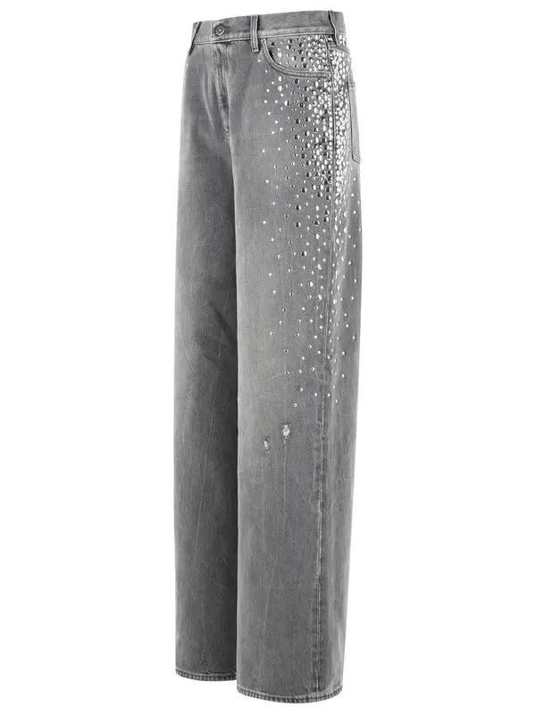GOLDEN GOOSE Melody' Grey Cotton Jeans