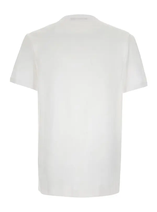 Dolce & Gabbana Crew Neck T-shirt With Logo Embroidery On The Front In Cotton For - White