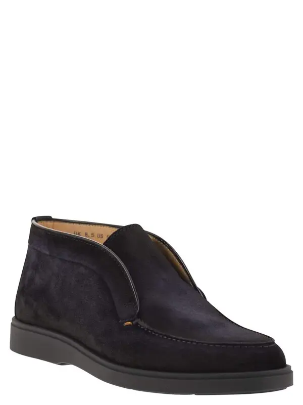 Santoni Suede Leather Desert Boot - Blue