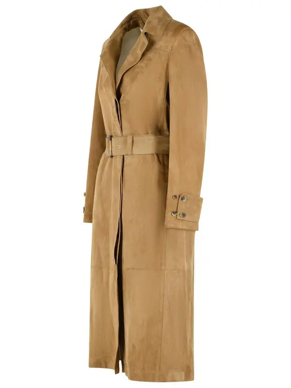 GOLDEN GOOSE Peggy Suede Trench - Cream