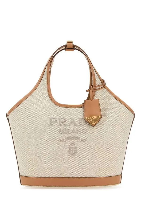 Prada Sand Canvas Handbag - Brown