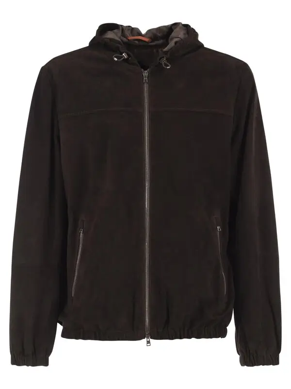 Herno Suede Goatskin Hooded Jacket - Brown