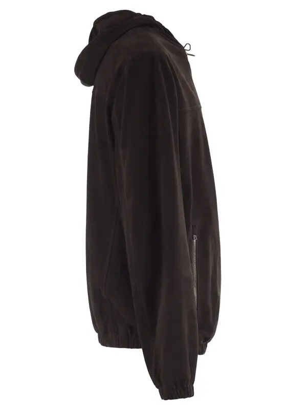 Herno Suede Goatskin Hooded Jacket - Brown