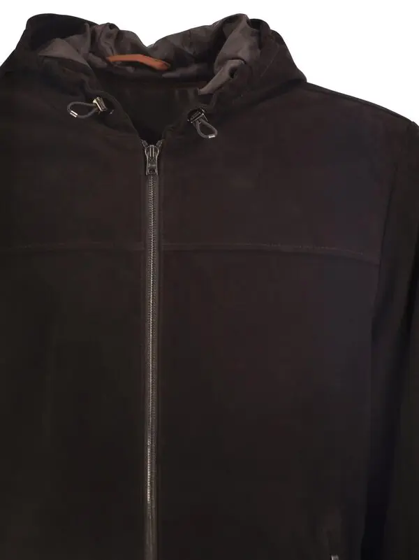Herno Suede Goatskin Hooded Jacket - Brown