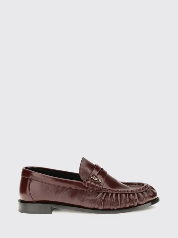 Saint Laurent Le Loafer Penny Loafers In Leather With Monogram - Red