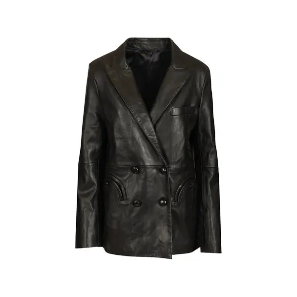 BLAZÉ MILANO Double-breasted Lambskin Leather Jacket - Black