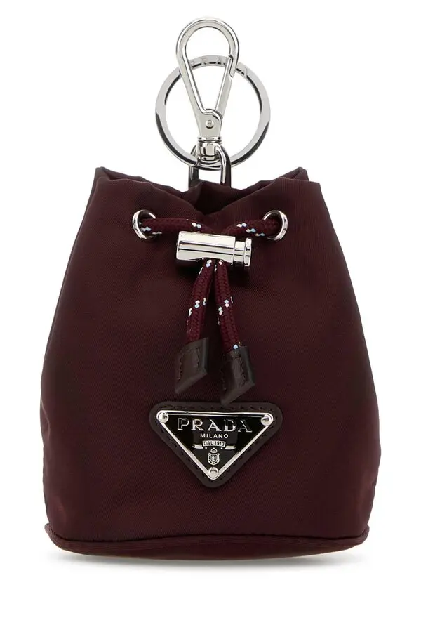 Prada Burgundy Fabric Key Ring - Red