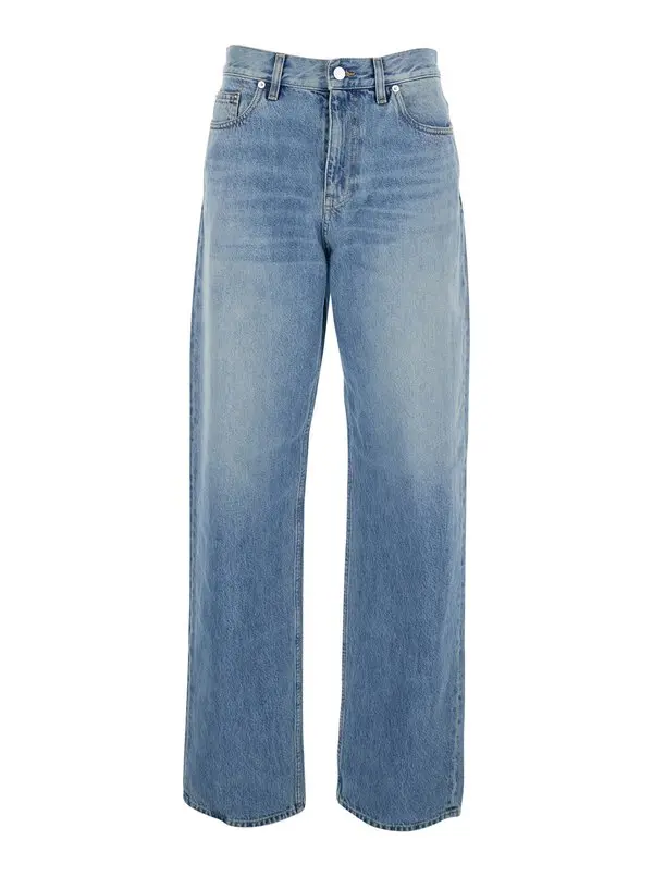 Gucci Blue Five-pocket Jeans With Logo Patch On The Back In Denim For - Multicolor