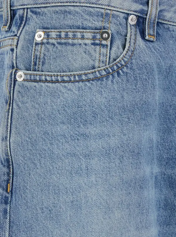 Gucci Blue Five-pocket Jeans With Logo Patch On The Back In Denim For - Multicolor