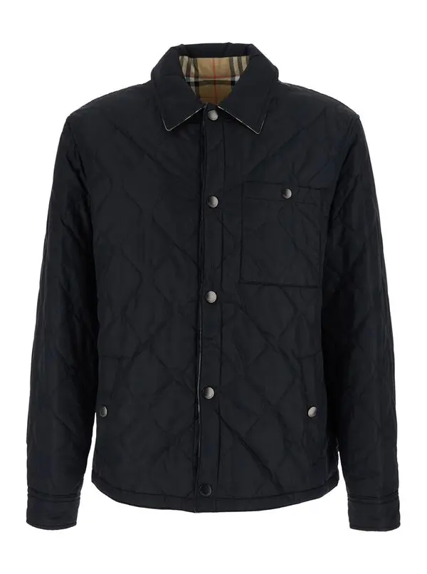 Burberry Brighton' Black Jacket With Quilted Motif And Reversible Design In Tech Fabric