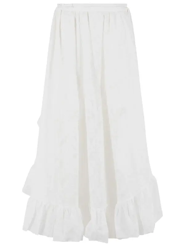 Zimmermann Daylight' Long Skirt In White Cotton Blend - Cream