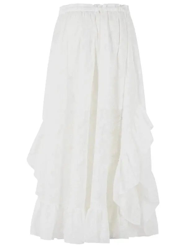 Zimmermann Daylight' Long Skirt In White Cotton Blend - Cream