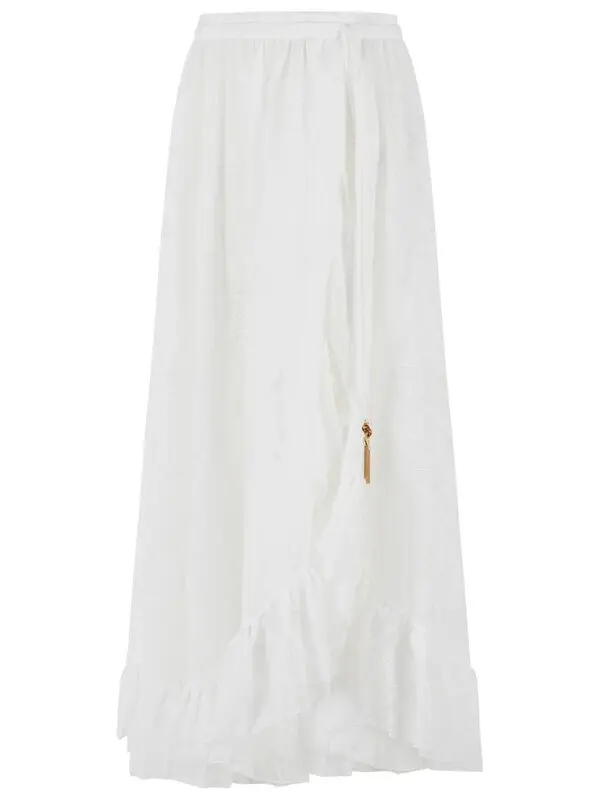 Zimmermann Cotton Blend Long Skirt - Cream