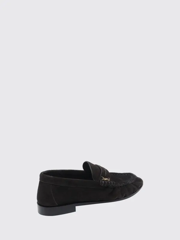 Saint Laurent Le Loafer Suede Loafers With Monogram - Brown