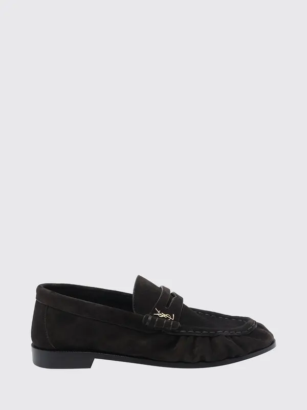 Saint Laurent Le Loafer Suede Loafers With Monogram - Brown
