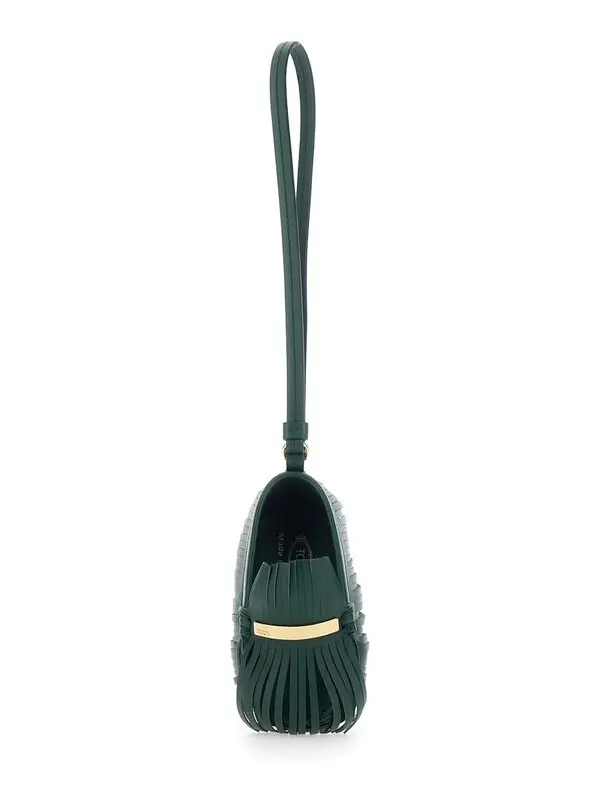 TOD'S Fringe Pendant With Leather Wrist Strap In For - Green
