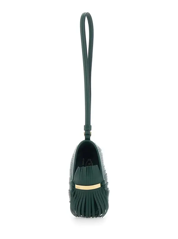 TOD'S Fringe Pendant With Leather Wrist Strap In For - Green