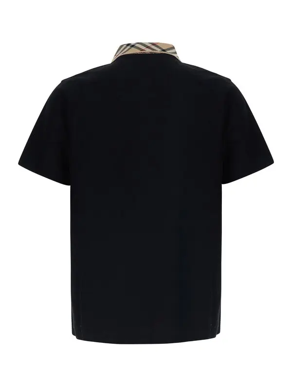 Burberry Evan' Black Polo Shirt With Check Motif Collar In Cotton For - Multicolor
