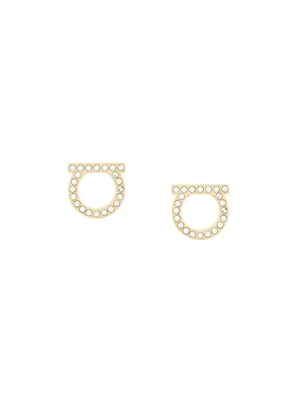 FERRAGAMO Gancini Crystals Earrings L - Silver