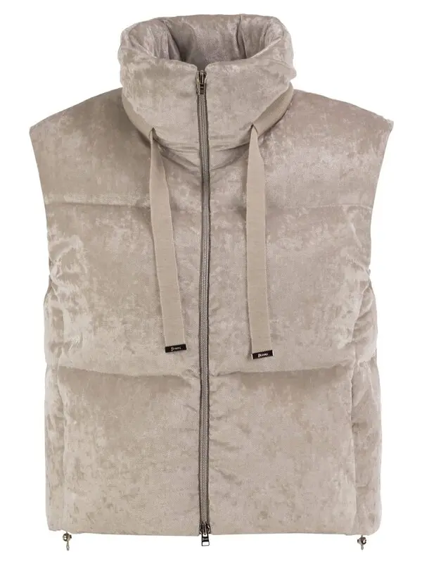 Herno Velvet-effect Padded Gilet - Cream