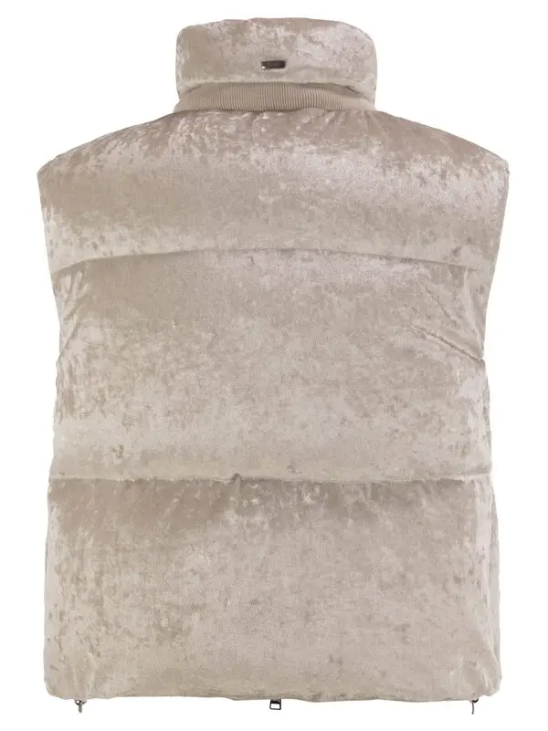 Herno Velvet-effect Padded Gilet - Cream