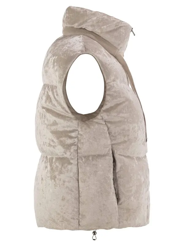 Herno Velvet-effect Padded Gilet - Cream