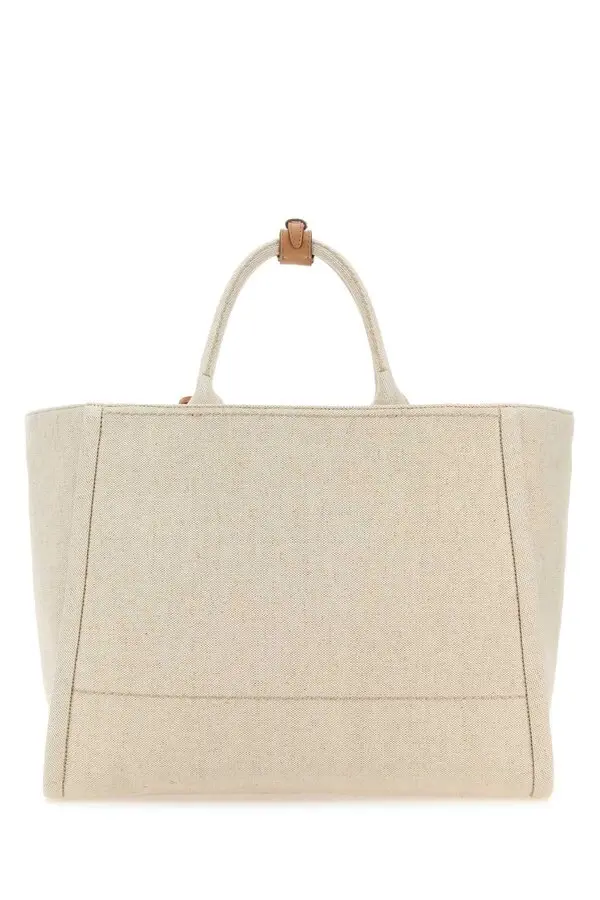 Prada Sand Canvas Shopping Bag