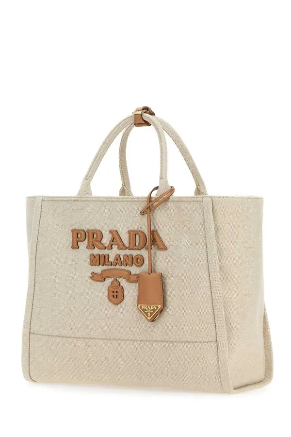 Prada Canvas Shopping Bag - Brown
