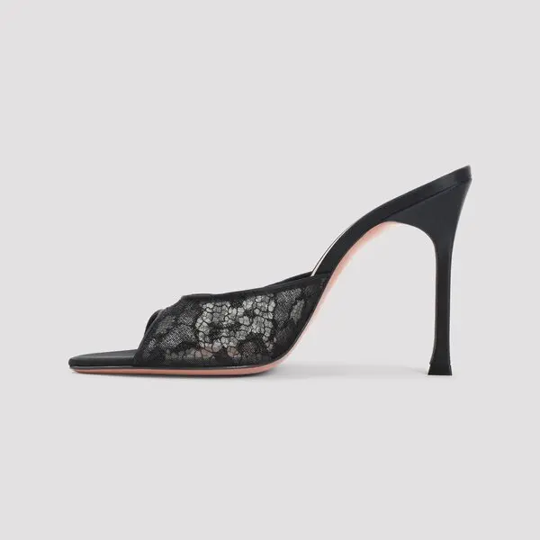 Amina Muaddi Alexa Lace Slipper - Black